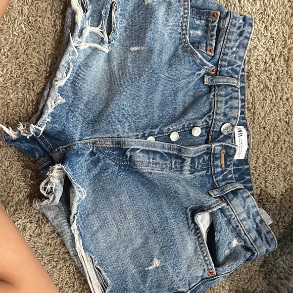 Zara | Shorts | Zara Light Blue Ripped Jean Shorts | Poshmark